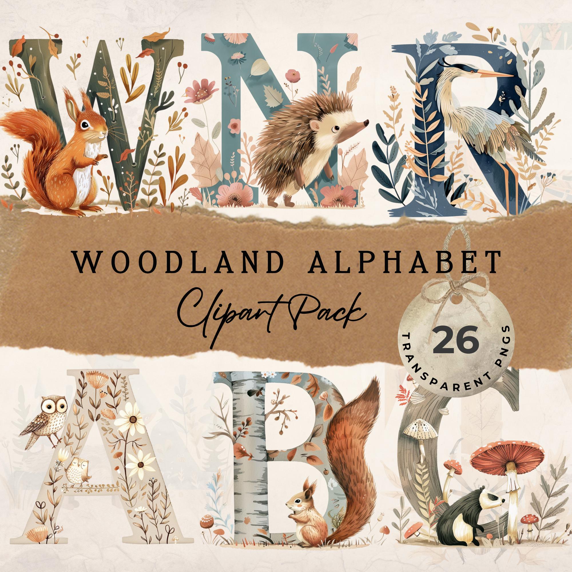 Woodland Alphabet Clipart - Cute Animal Letters | Woodland Animals ...