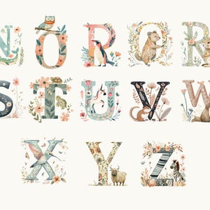 Boho Animal Alphabet Letters Clipart | Watercolor Animal Alphabet ...