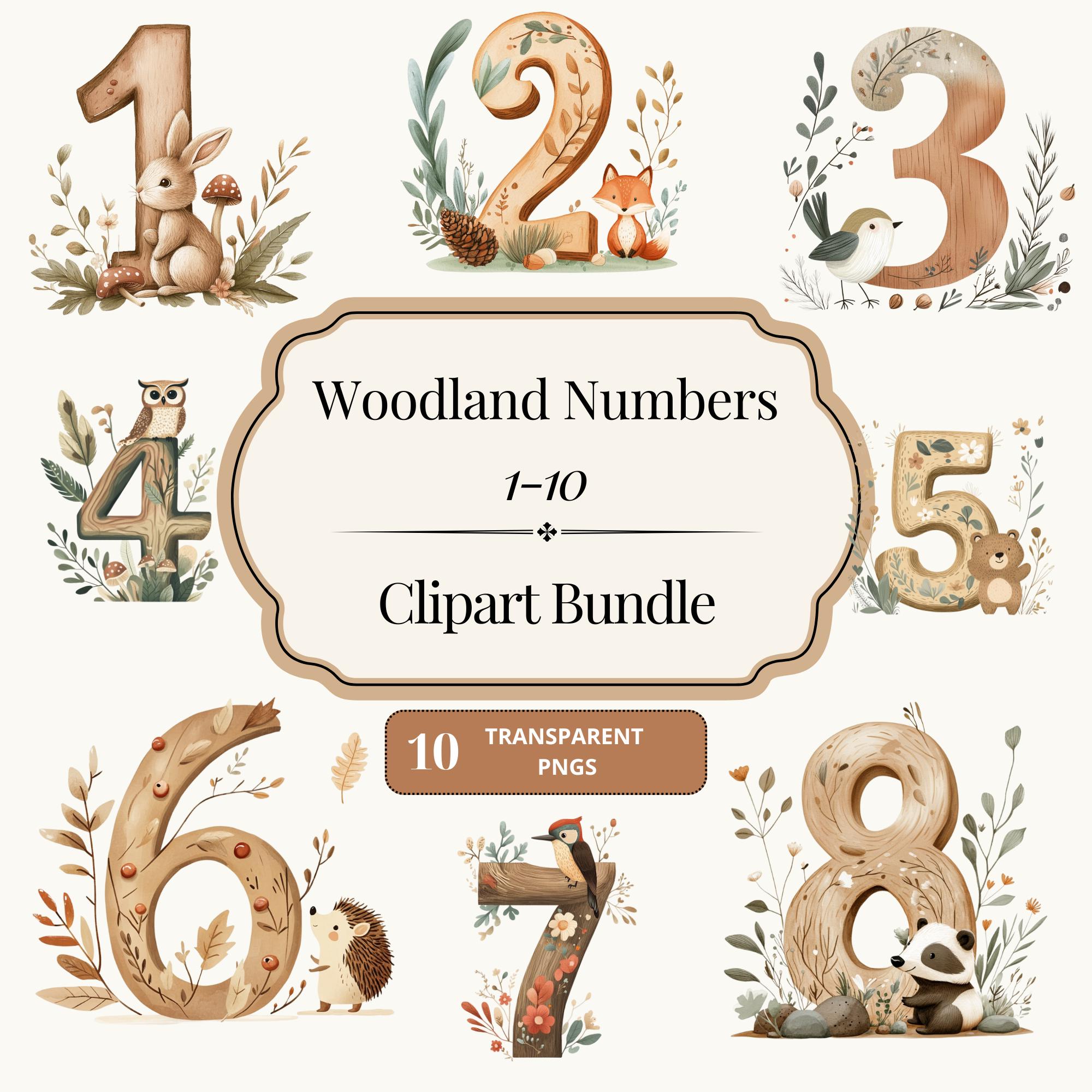 Woodland Number Clipart - Cute Animal Numbers | Woodland Animals Number ...