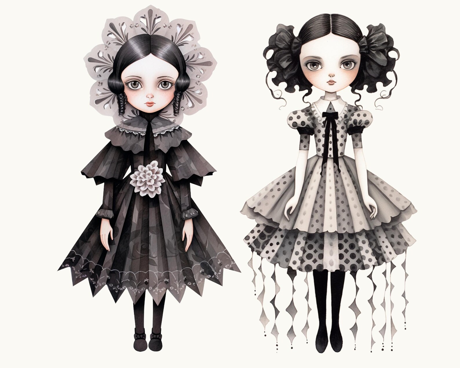 WHIMSICAL GOTHIC DOLL Clipart | Vintage Paper Dolls Clipart | Paper ...