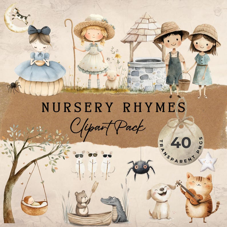 Nursery Rhyme Clipart | Watercolor Nursery Rhyme Clipart | Nursery ...