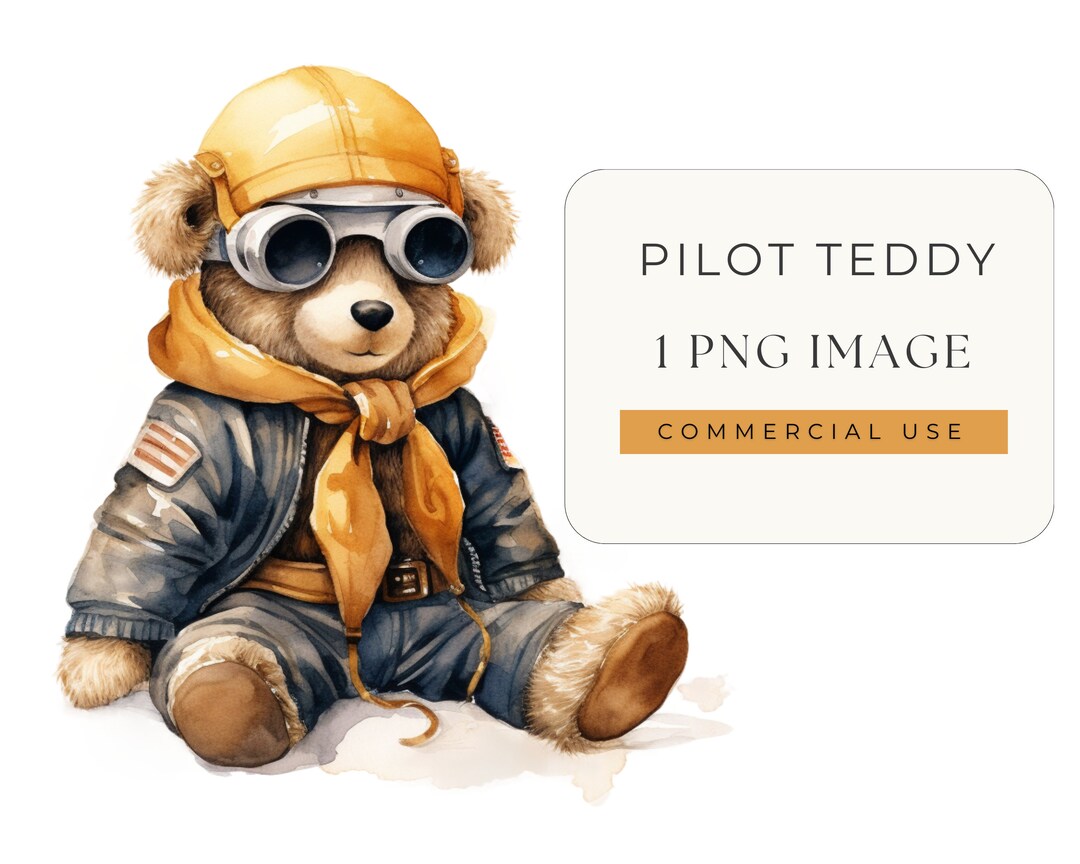 Pilot Bear Clipart Flying Bear digital Download Vintage Teddy Bear ...