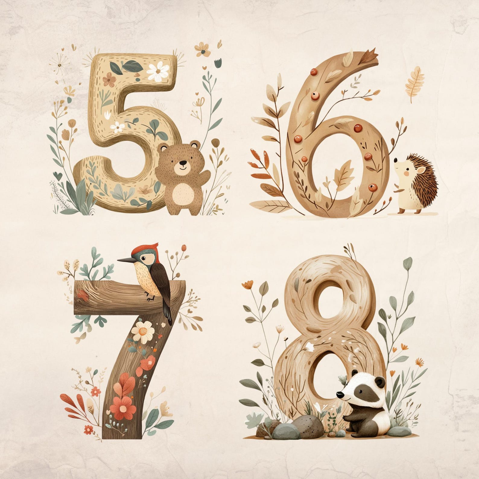 Woodland Number Clipart - Cute Animal Numbers | Woodland Animals Number ...