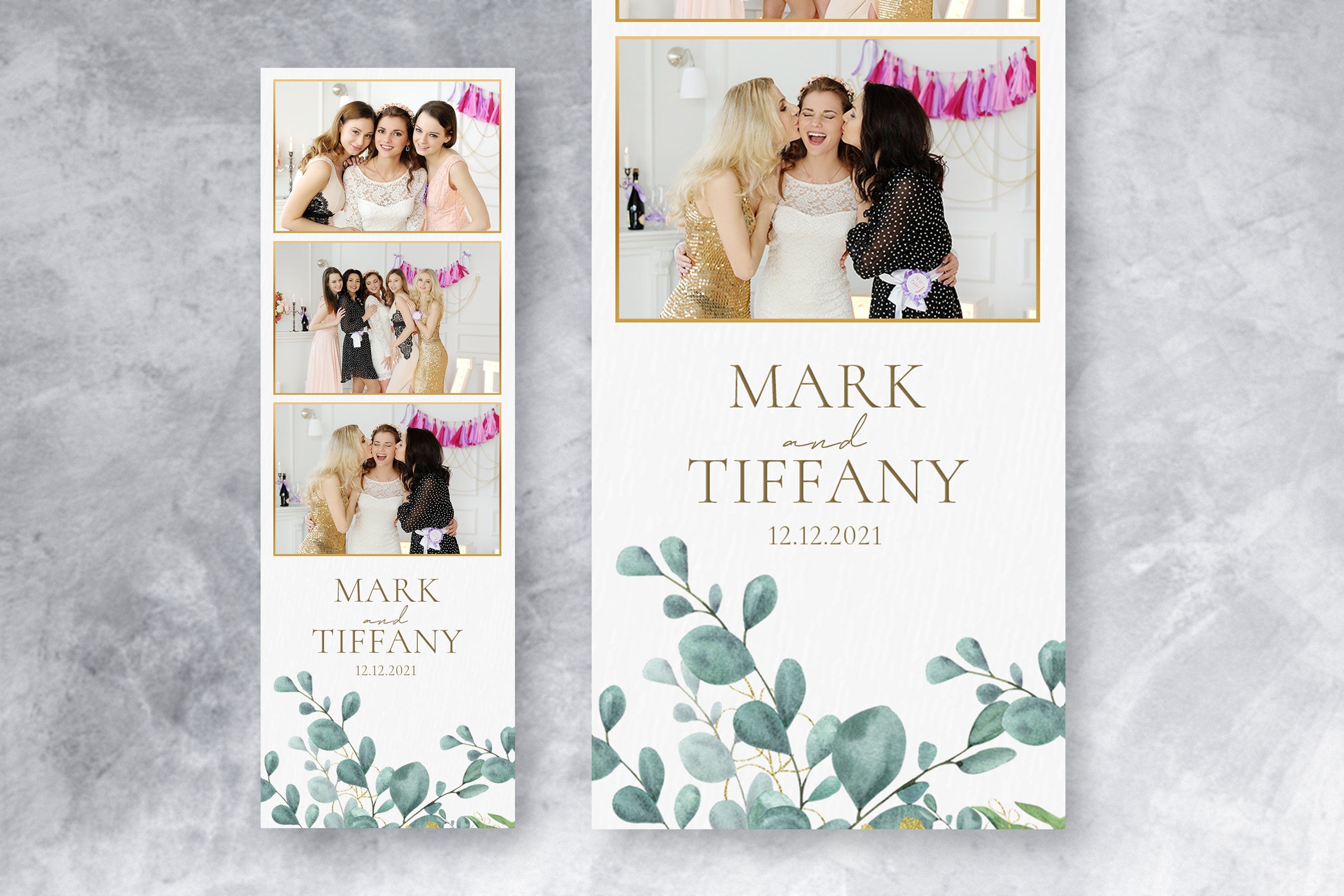 Wedding Photo Booth Strip Template (2x6) With PSD, PNG, Dslrbooth File ...