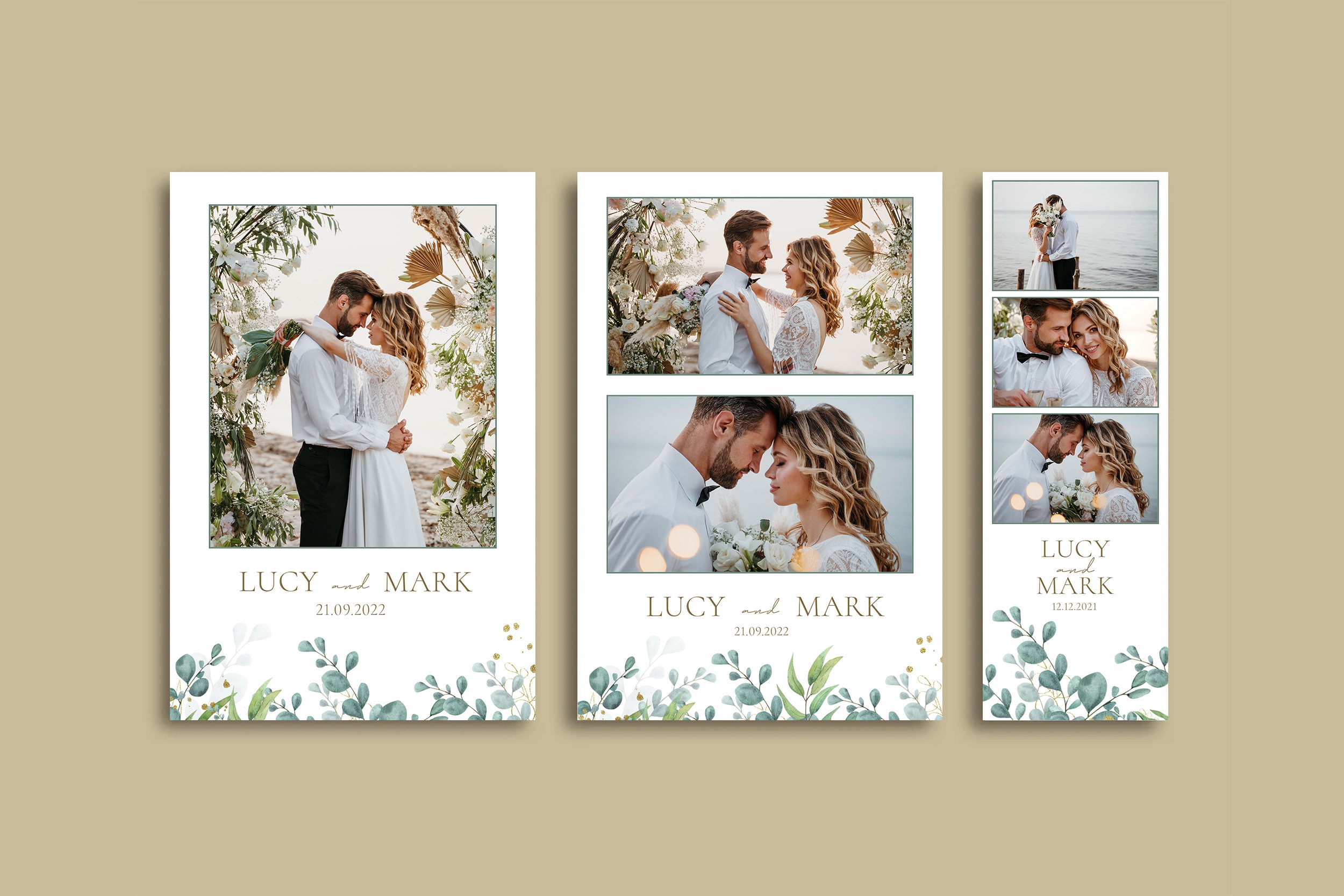 Tiny Leaves Wedding Photo Booth Template Package (4x6, 2x6) With PSD ...