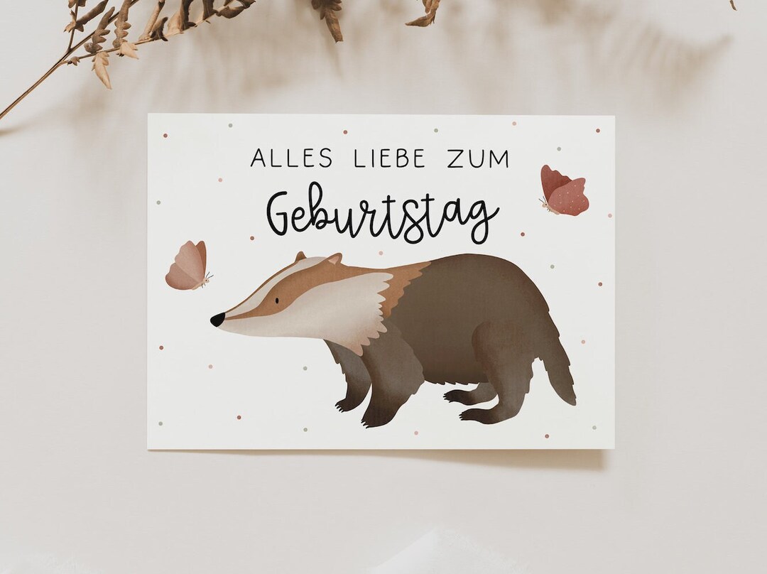 Badger Birthday Card Birthday Card for Children Badger Card Happy ...