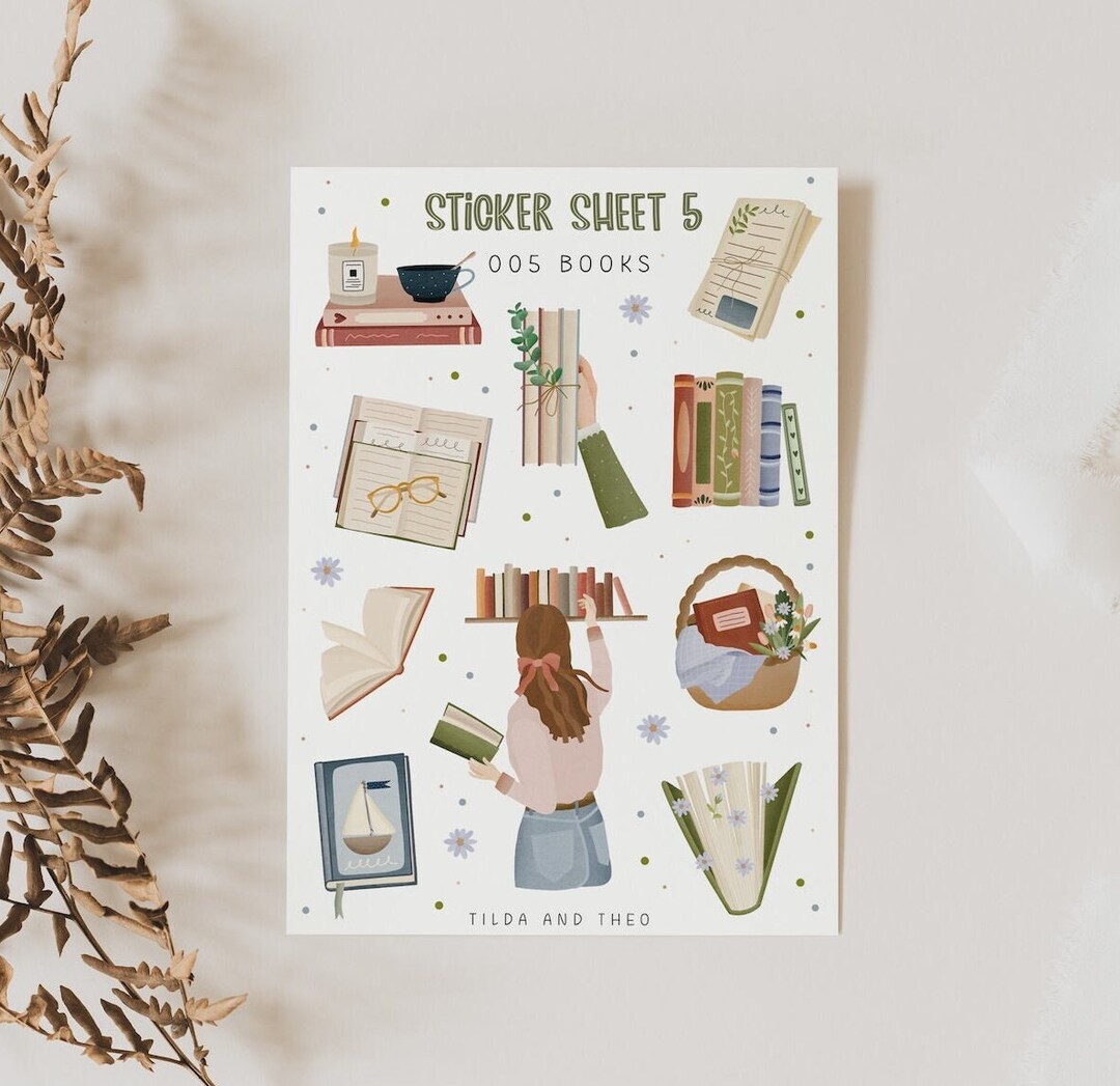 Sticker Sheet Bookstore A6 Sticker Sheet Books Stickers Calendar ...