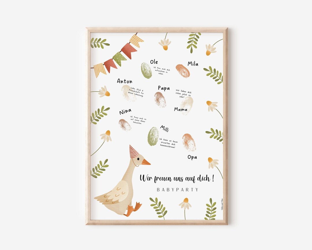 Guestbook Baby Shower Goose Poster Fingerprint Guestbook - Guestbook ...