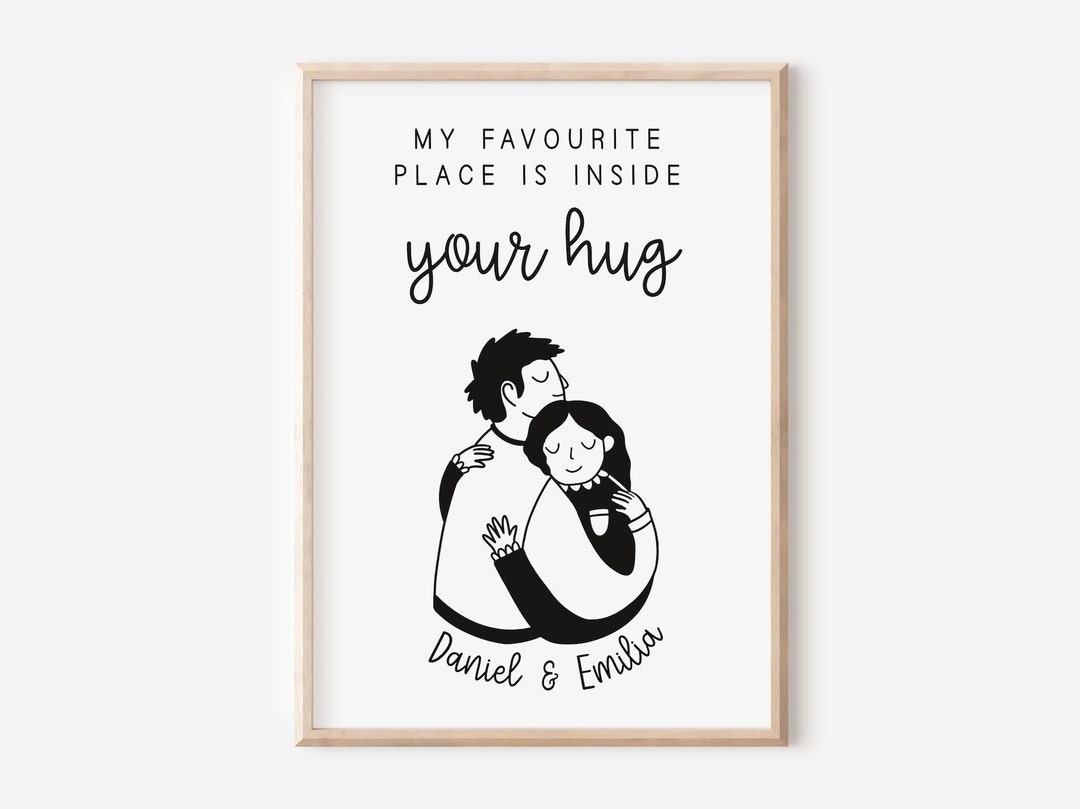 Poster Couple Hug Personalized Gift Anniversary - Art Print Love Couple ...