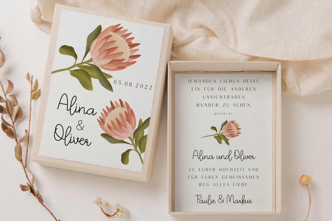 Gift Box Wedding Protea Plant Money Gift Wedding Boho Plant Money Gift ...