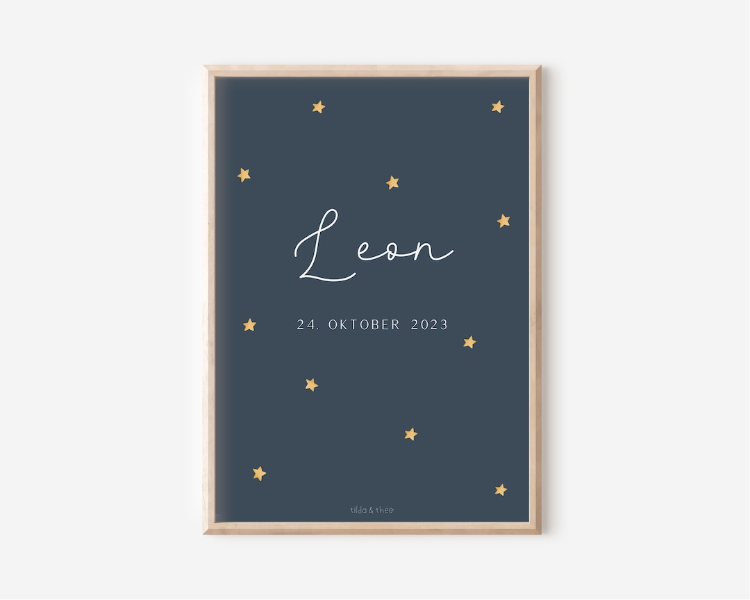 Birth Poster Starry Sky Children's Poster Baptism Stars Gift Birth ...
