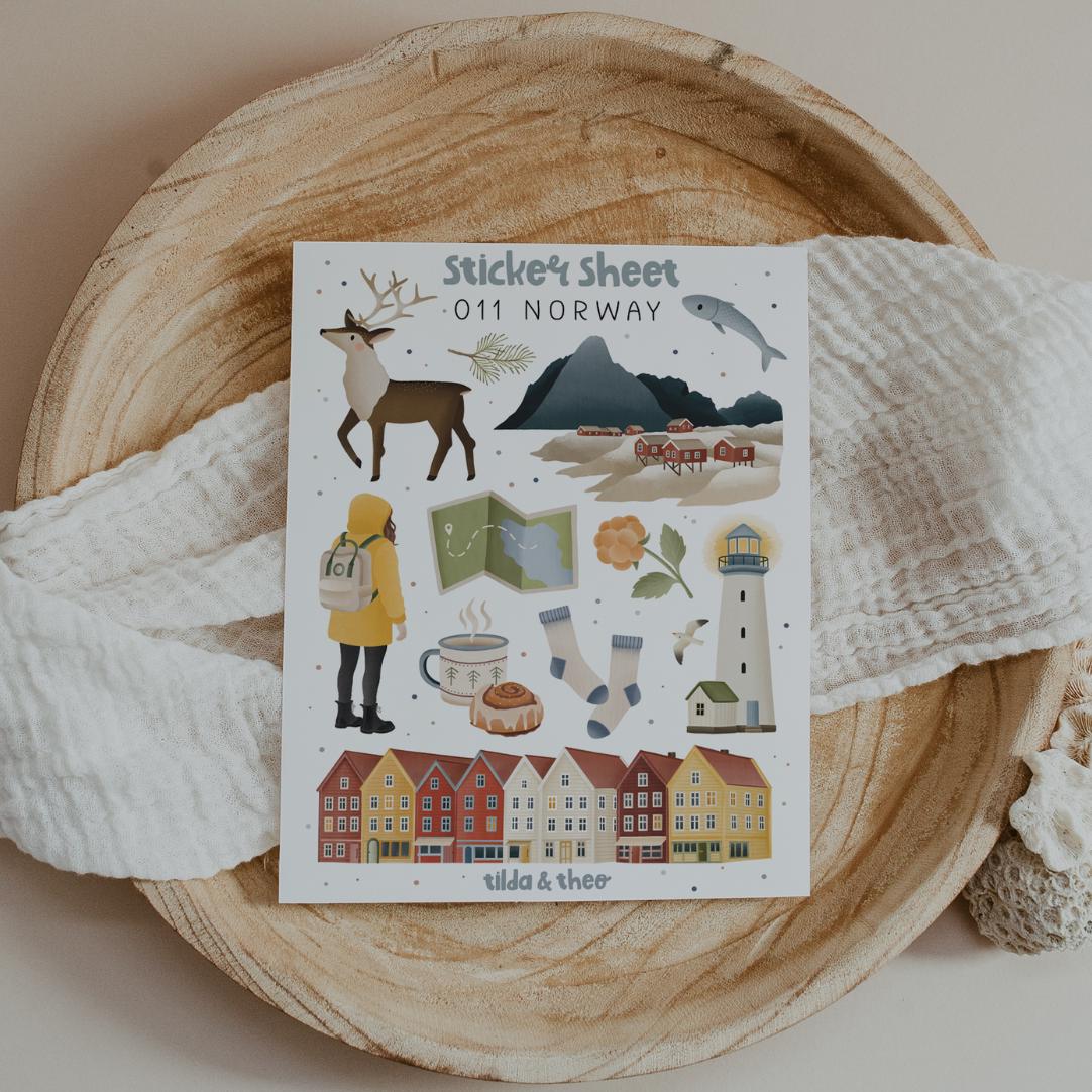 Sticker Sheet Norway Sticker Sheet Travel A6 Fjords Houses - Sticker ...