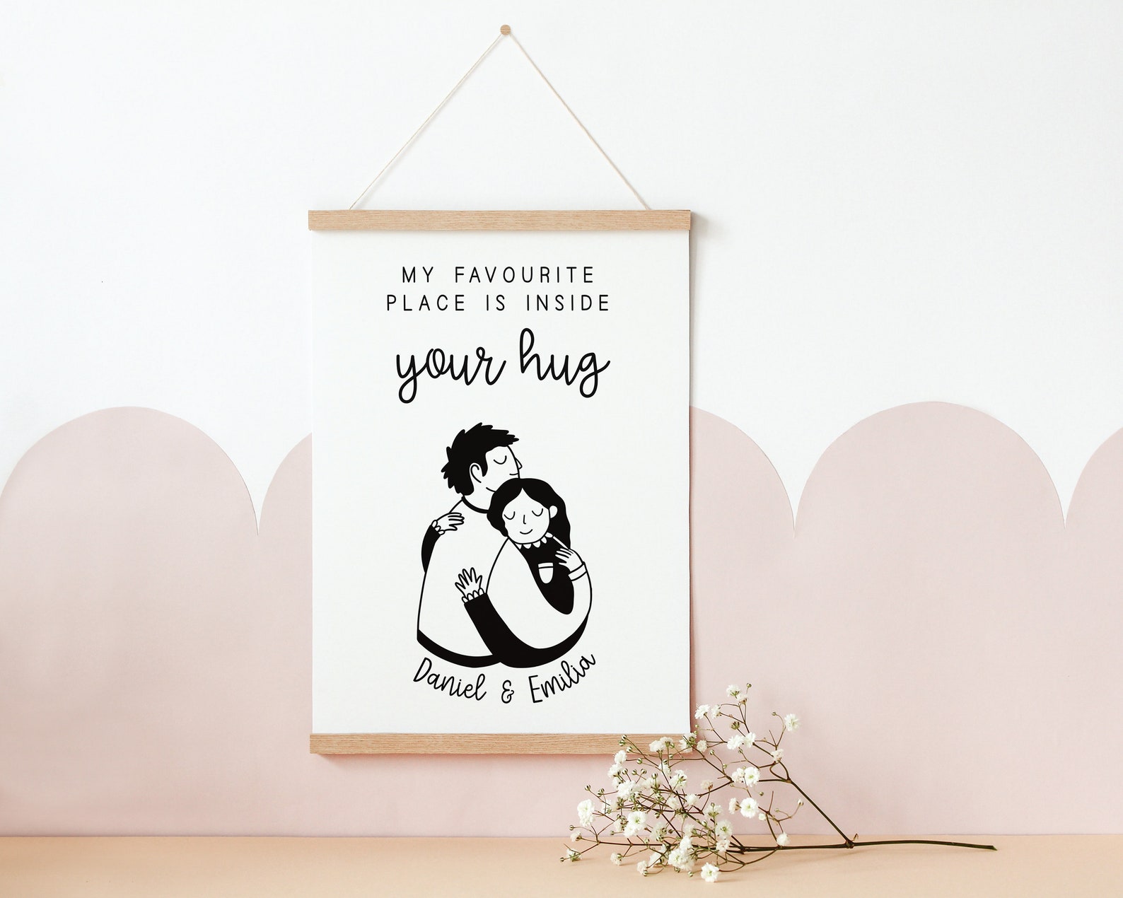 Poster Couple Hug Personalized Gift Anniversary - Art Print Love Couple ...