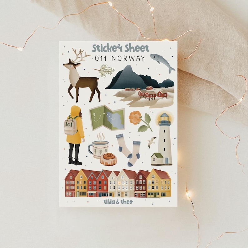 Sticker Sheet Norway Sticker Sheet Travel A6 Fjords Houses - Sticker ...