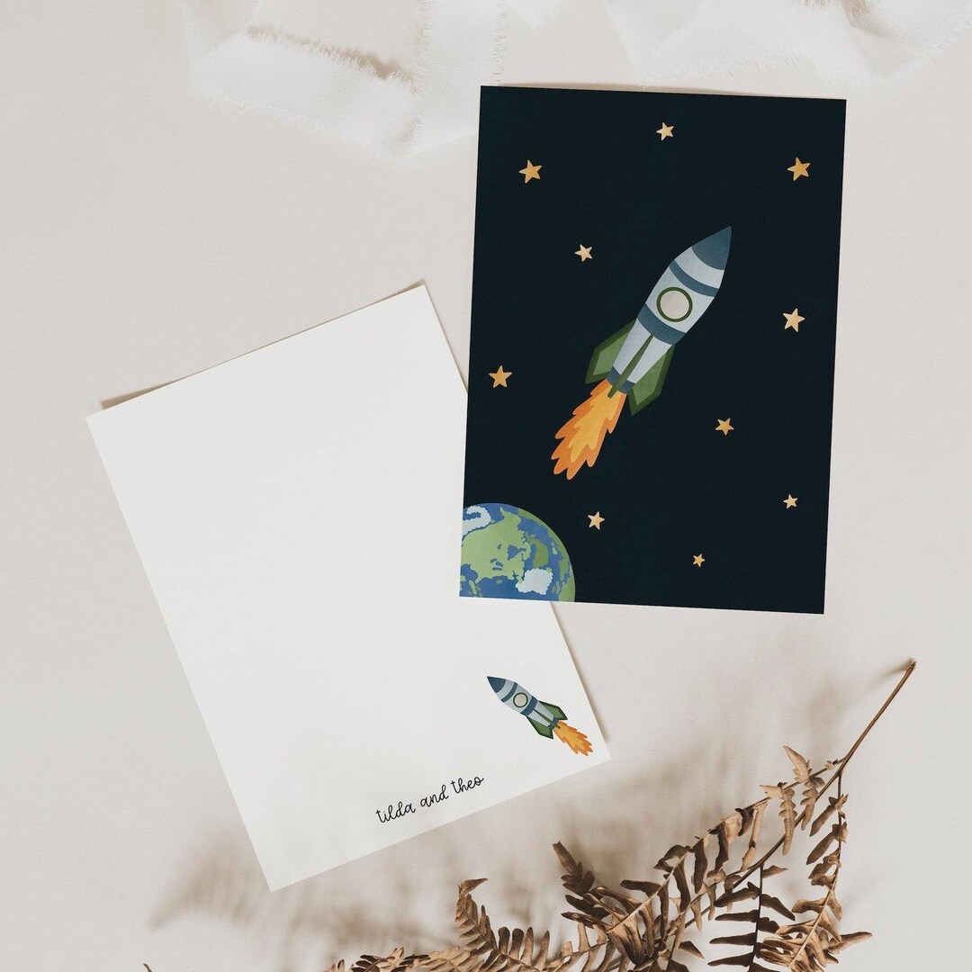 Postcard Rocket "good Start" A6 Card Space - Postcard Space Rocket ...