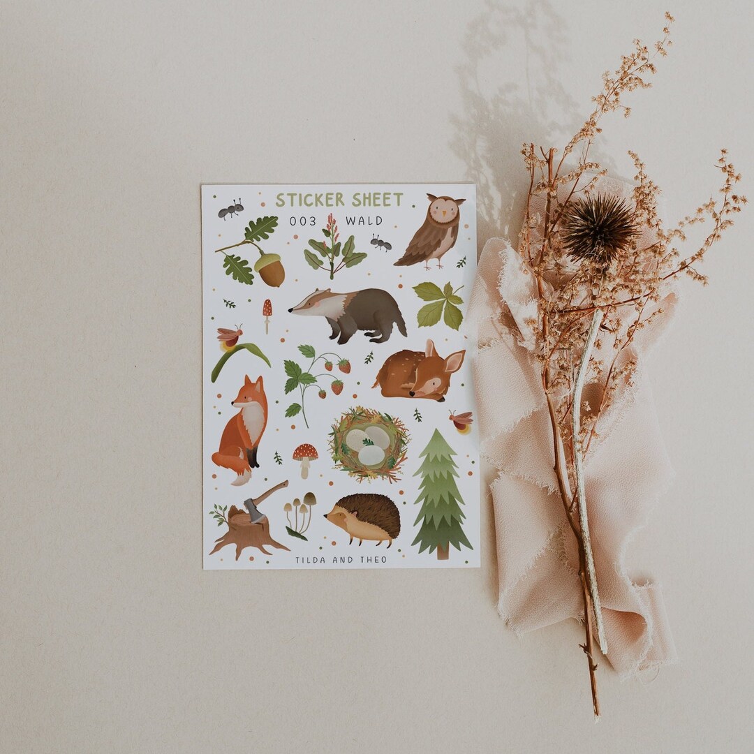 Sticker Sheet Forest A6 Forest Animals Sticker Calendar Adhesive Paper ...