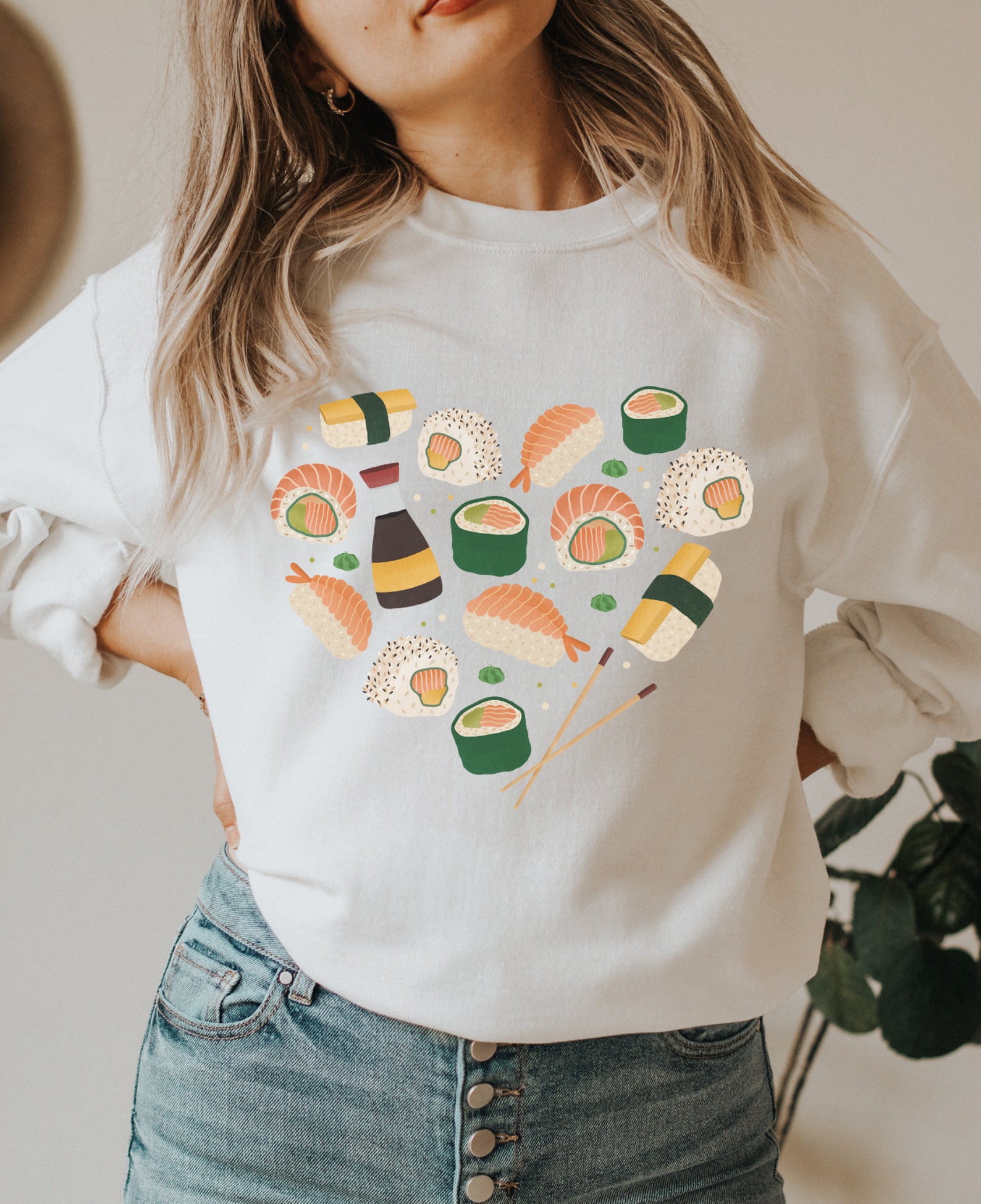 Sweater Sushi Heart Nigiri Cozy Sweater - Boho Clothing Sushi Gift Idea ...