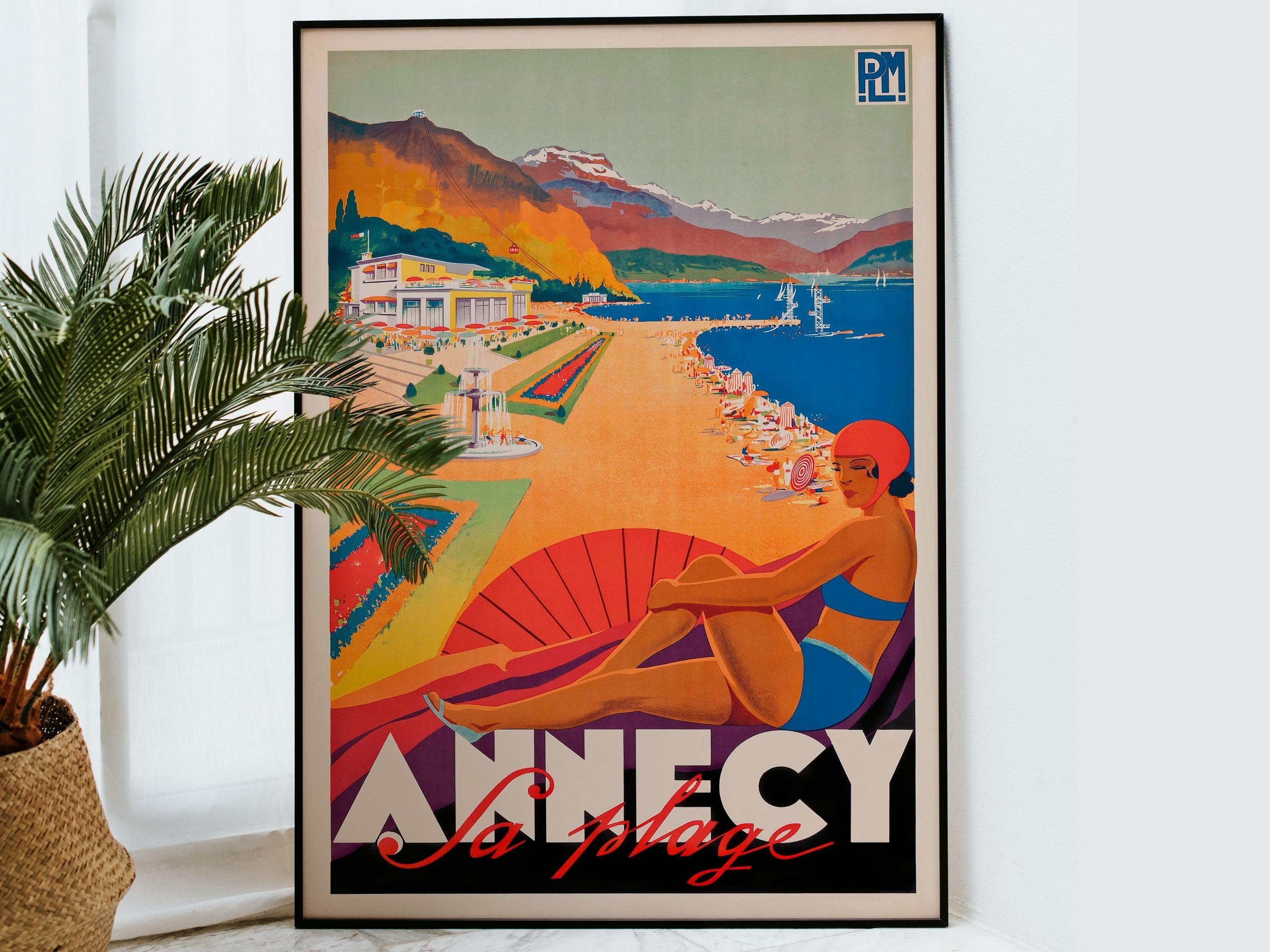 Vintage Poster Annecy Vintage Poster Beach 1935 Travel - Etsy UK