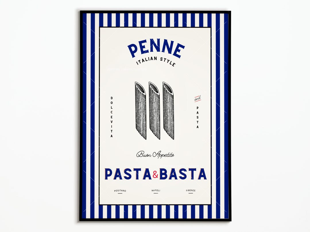 Vintage Italian Pasta Poster – Pasta Poster Kitchen Wall Art – A4 A3 A2 ...