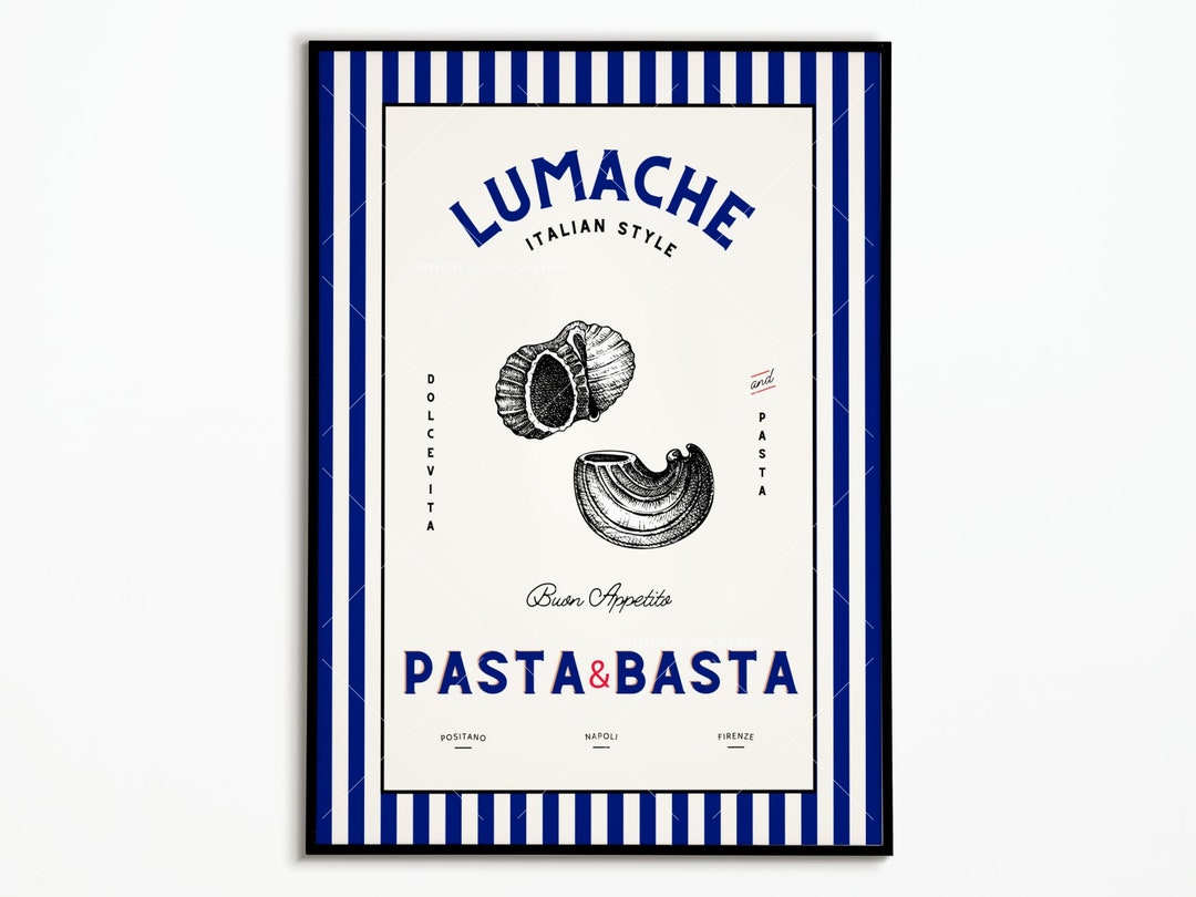 Vintage Italian Pasta Poster Lumache Pasta Poster Vintage Pasta Poster ...