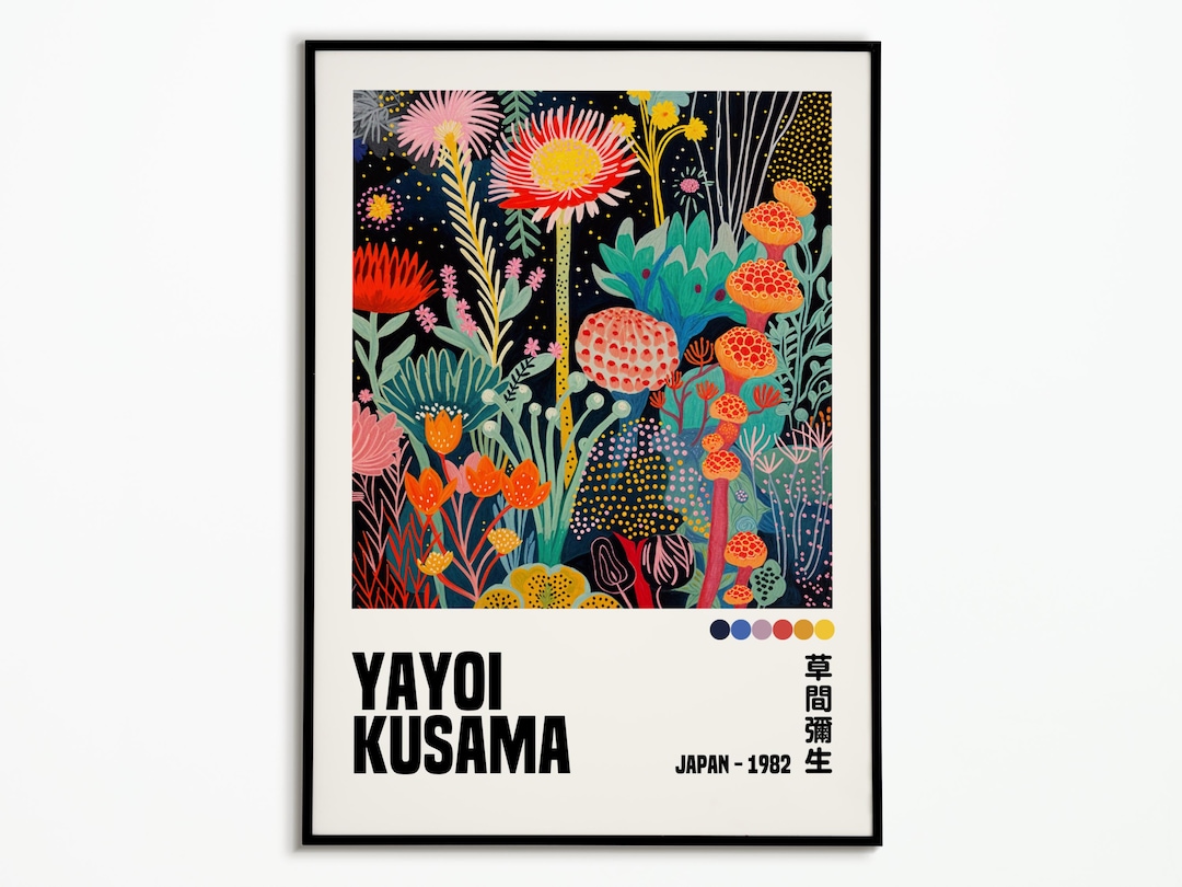 Yayoi Kusama Poster | Japanese Art Exhibition Poster | Multicolor Pop ...
