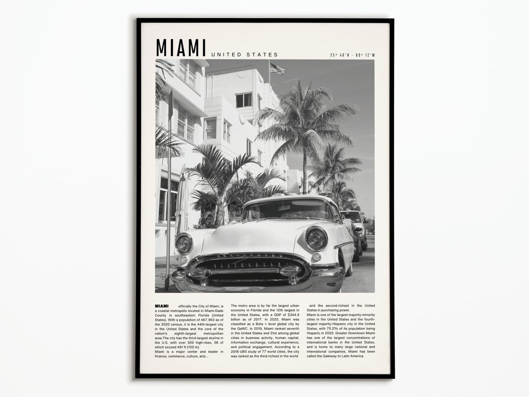 Vintage Miami Florida | Poster Travel Poster Miami | Poster Decoration ...