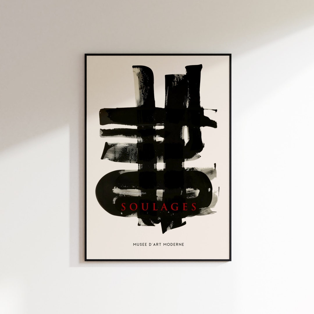 Soulages Inspired Poster | Soulages Exhibition Poster | Decorative ...