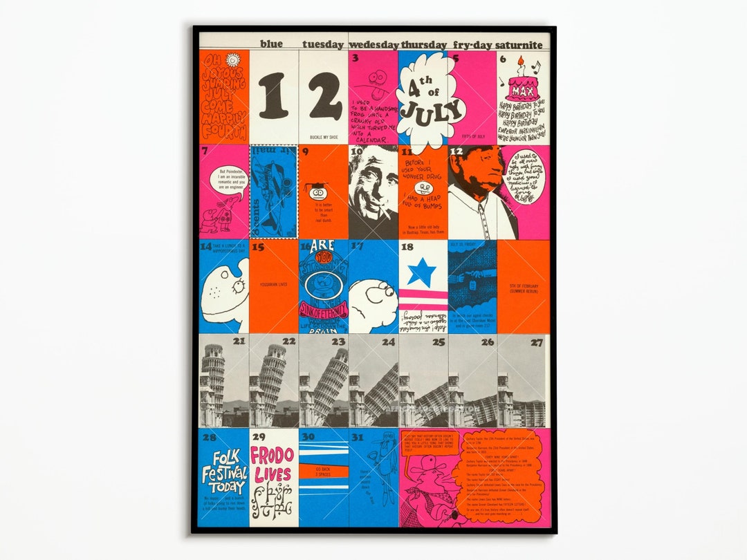 70s Calendar Poster 70's Style Poster Decoration Poster Poster Art - Etsy