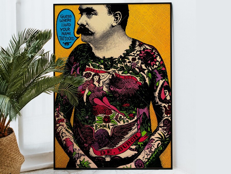 Vintage Tattoo Poster, 70s Poster, 70's Tattoo Poster, Decorative ...