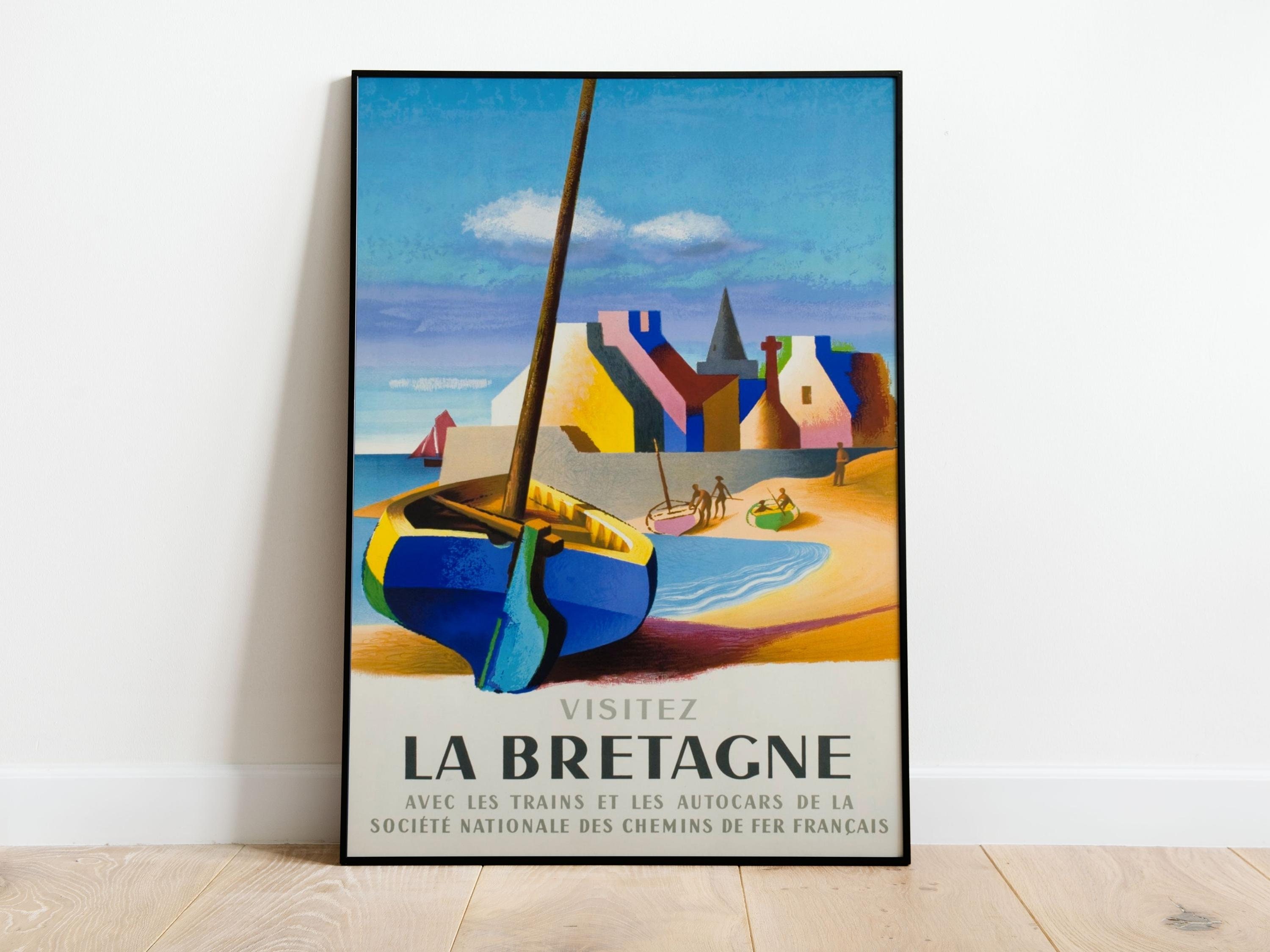Affiche Vintage Voyage Bretagne Travel Poster Brittany - Etsy France