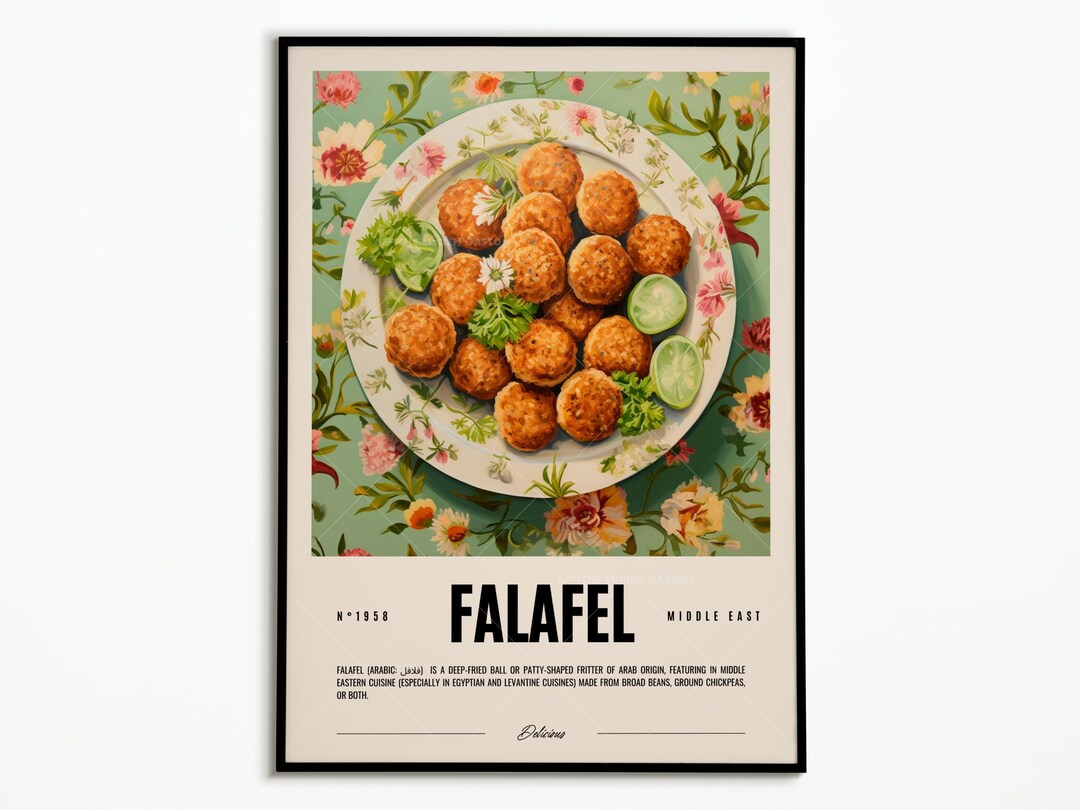 Falafel Poster | Kitchen Poster | Recipe Poster | Vintage Falafel ...