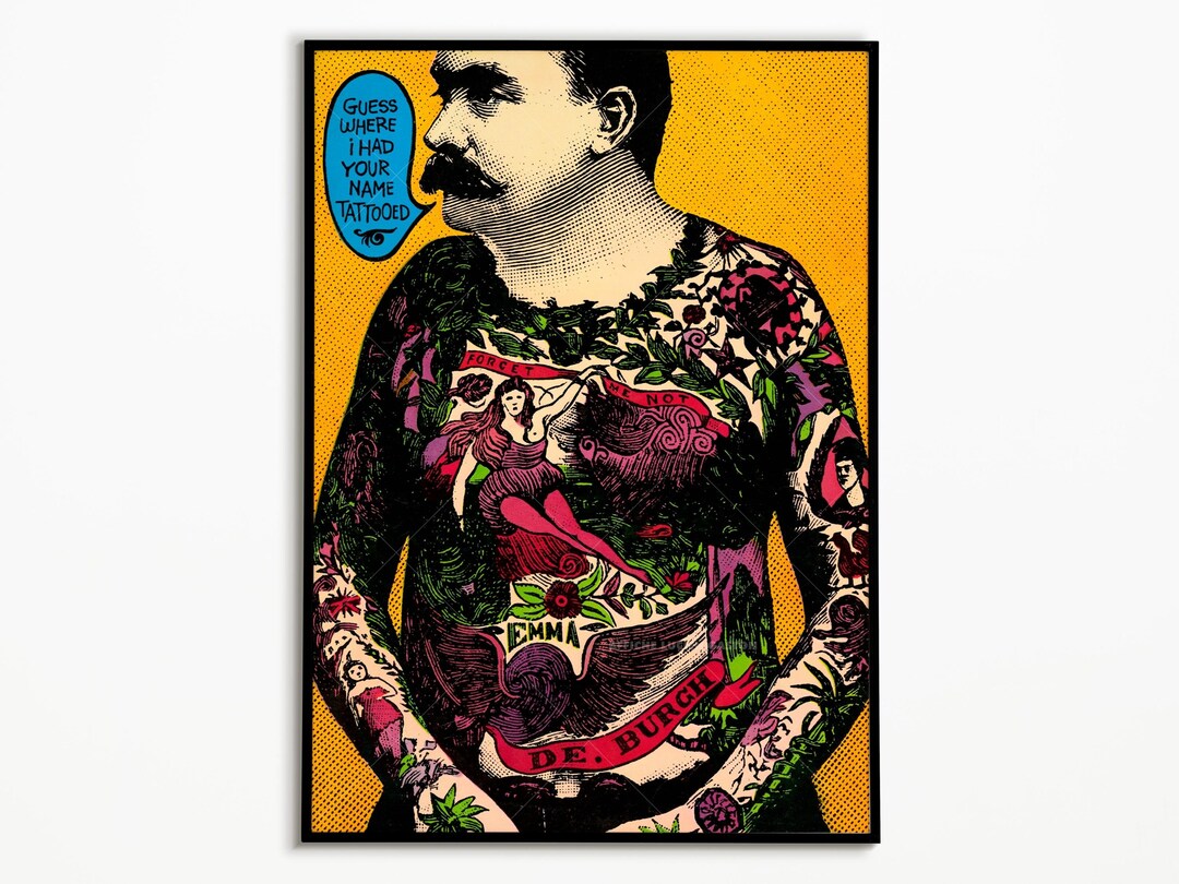 Vintage Tattoo Poster, 70s Poster, 70's Tattoo Poster, Decoration ...