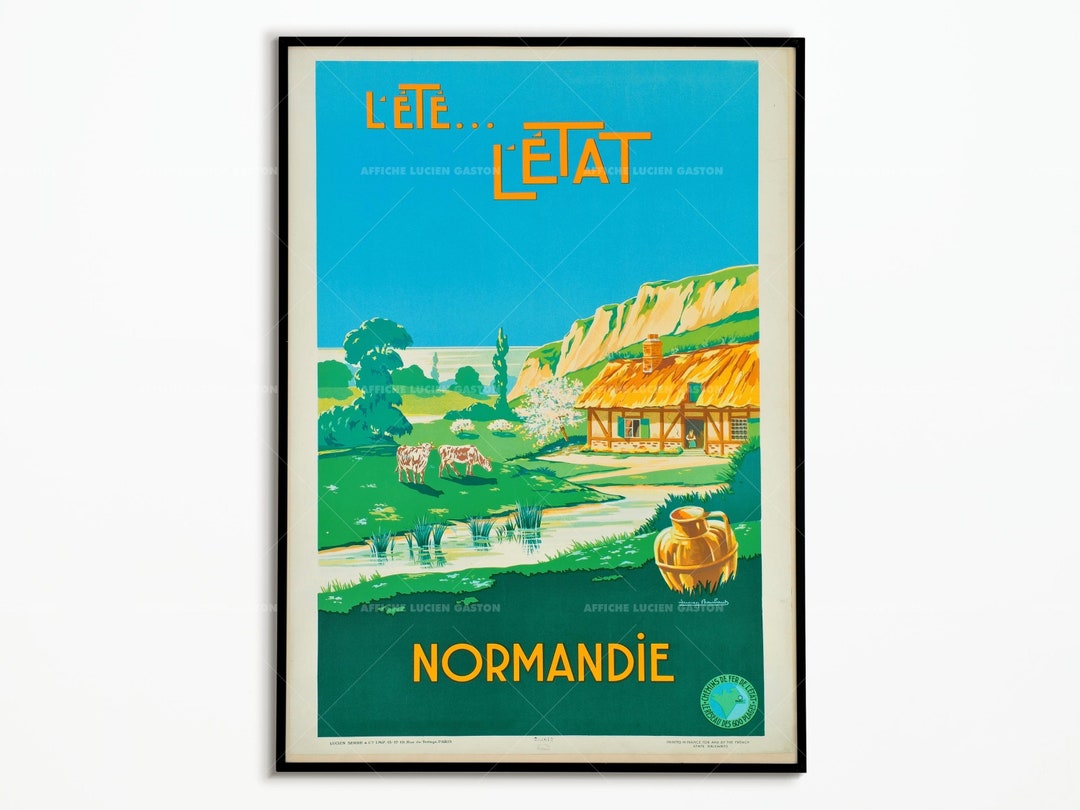 Vintage Normandy Poster Travel Poster Brittany Interior Decoration ...