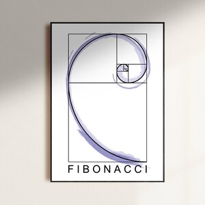 Fibonacci Wall Art, Math Gift Print, Golden Ratio Spiral, Fibonacci ...