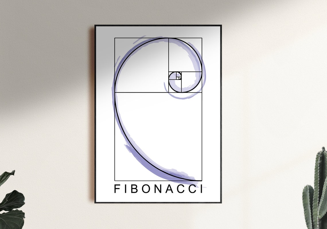 Fibonacci Wall Art, Math Gift Print, Golden Ratio Spiral, Fibonacci ...