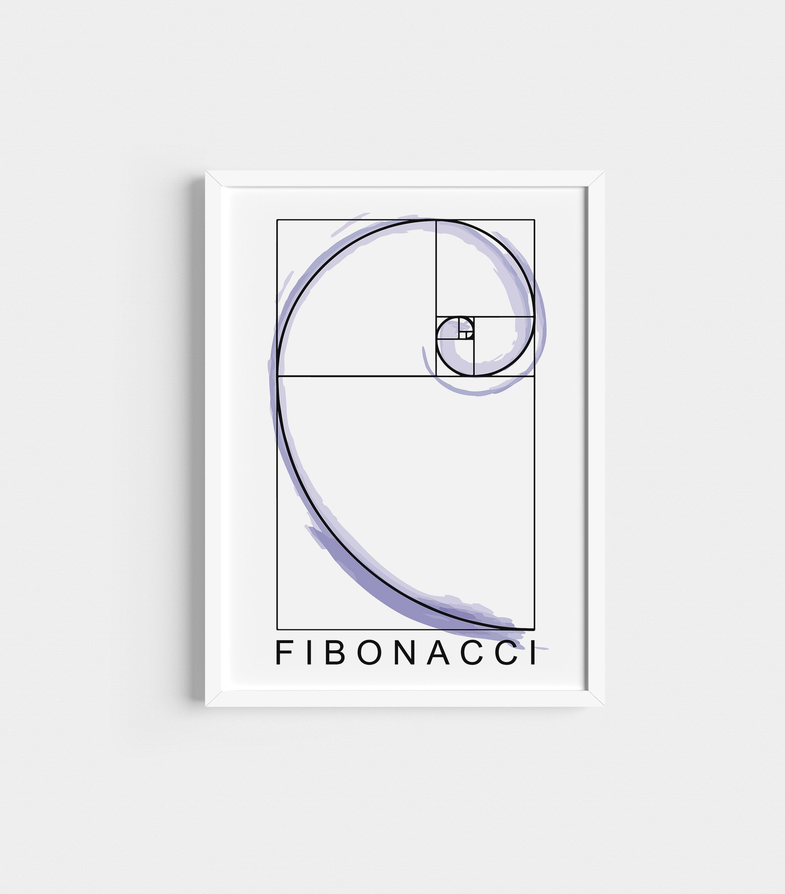 Fibonacci Wall Art, Math Gift Print, Golden Ratio Spiral, Fibonacci ...