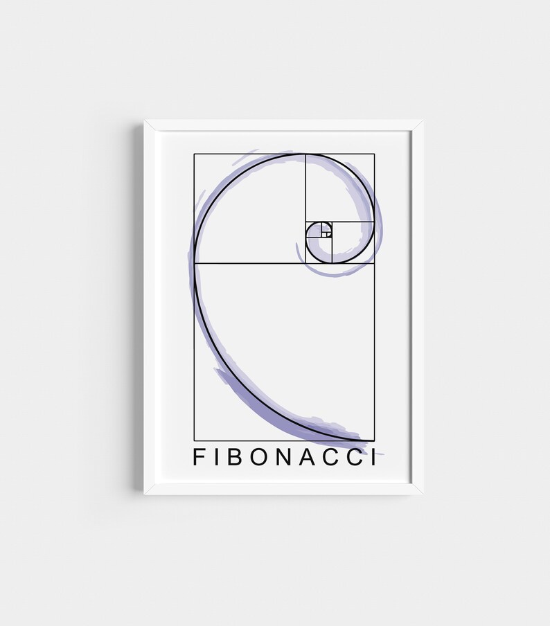 Fibonacci Wall Art, Math Gift Print, Golden Ratio Spiral, Fibonacci ...