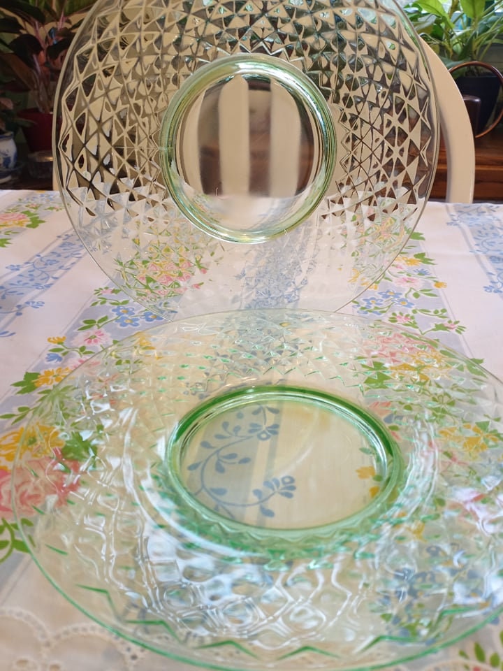 Set of 2 Uranium Glass Plates - Etsy