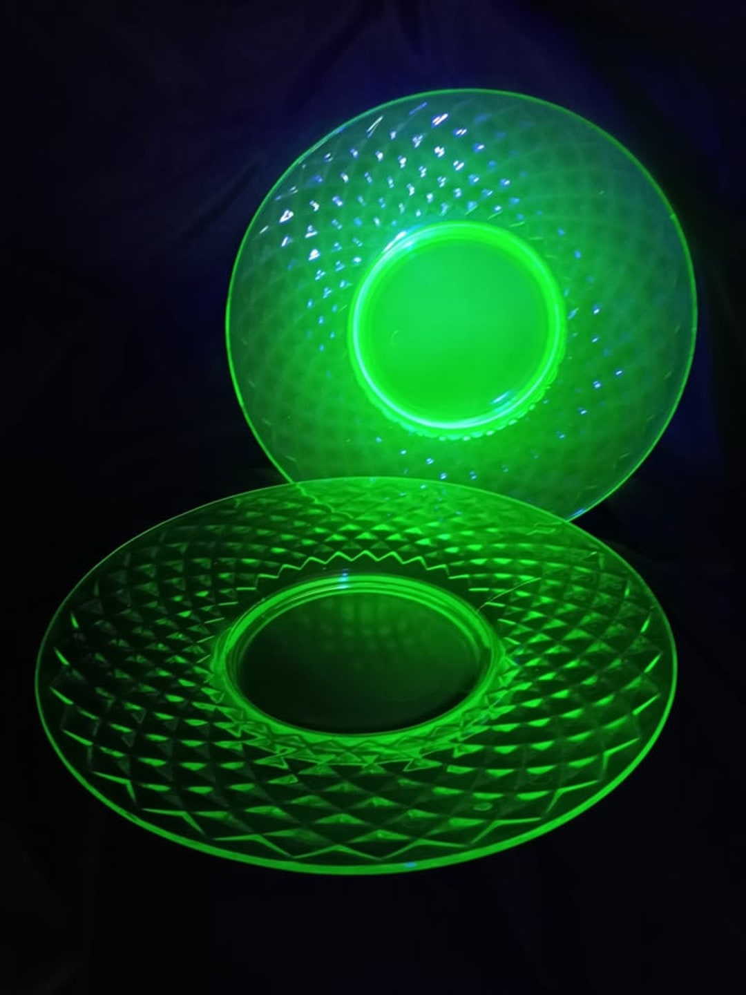 Set of 2 Uranium Glass Plates - Etsy