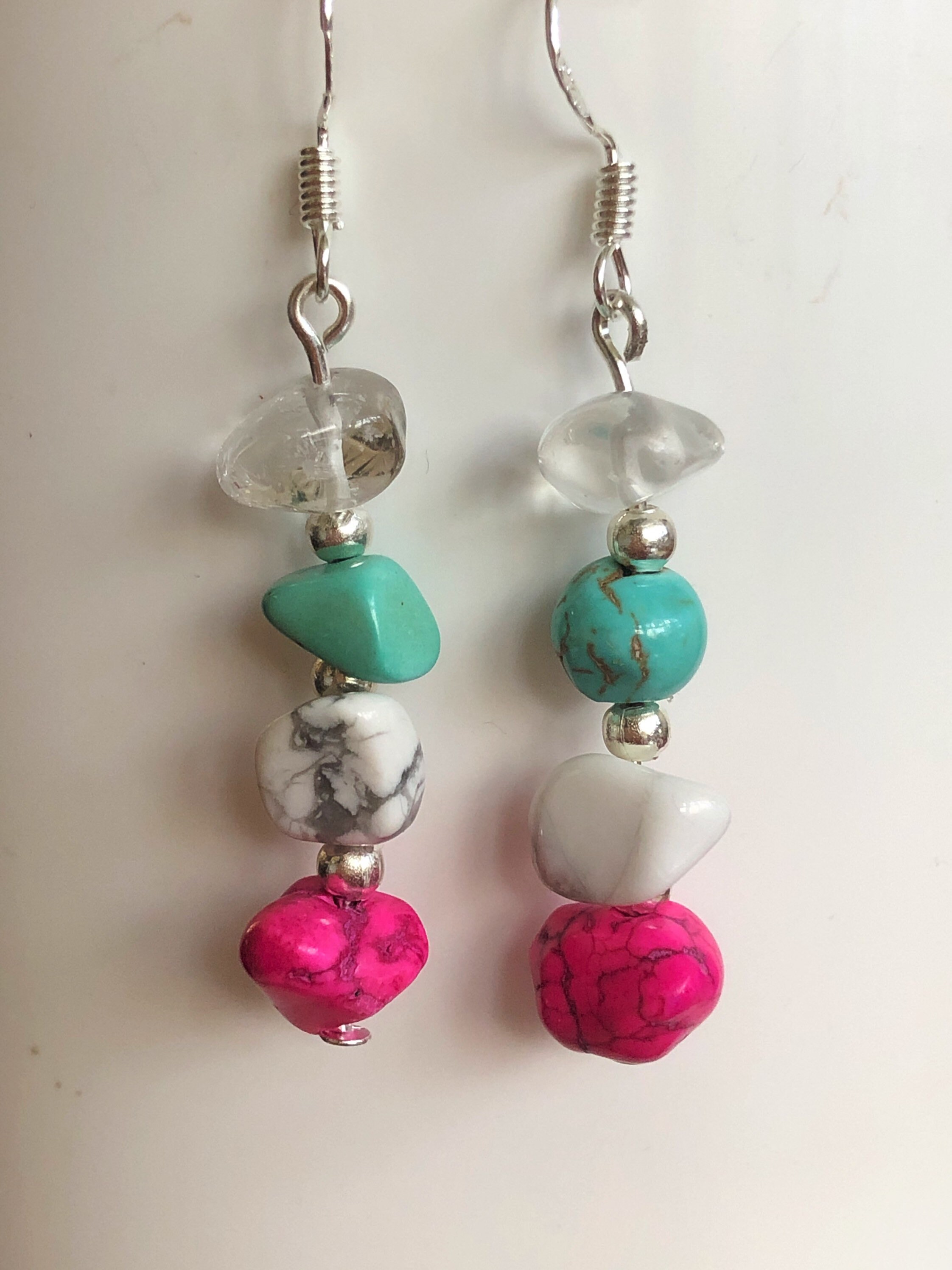 Clear Quartz Turquoise Howlite and Pink Magnesite Crystal - Etsy