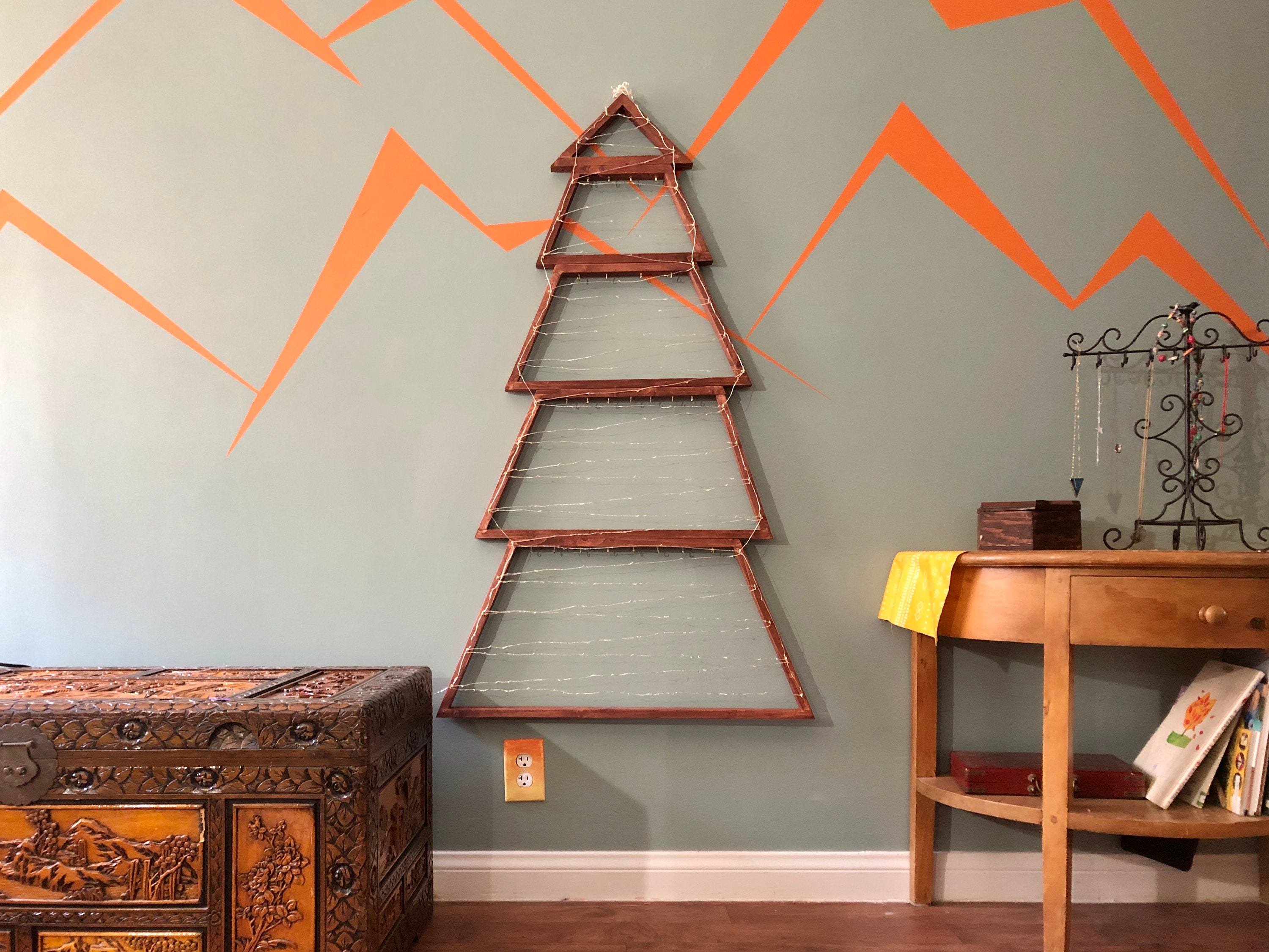 Big wall-mounted wooden Christmas tree | Etsy