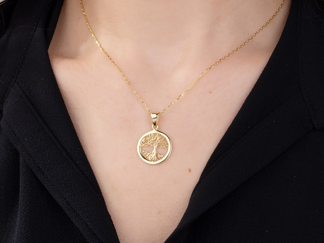 14K Gold Tree of Life Necklace, Meaningful Gifts, Sterling Silver Life ...