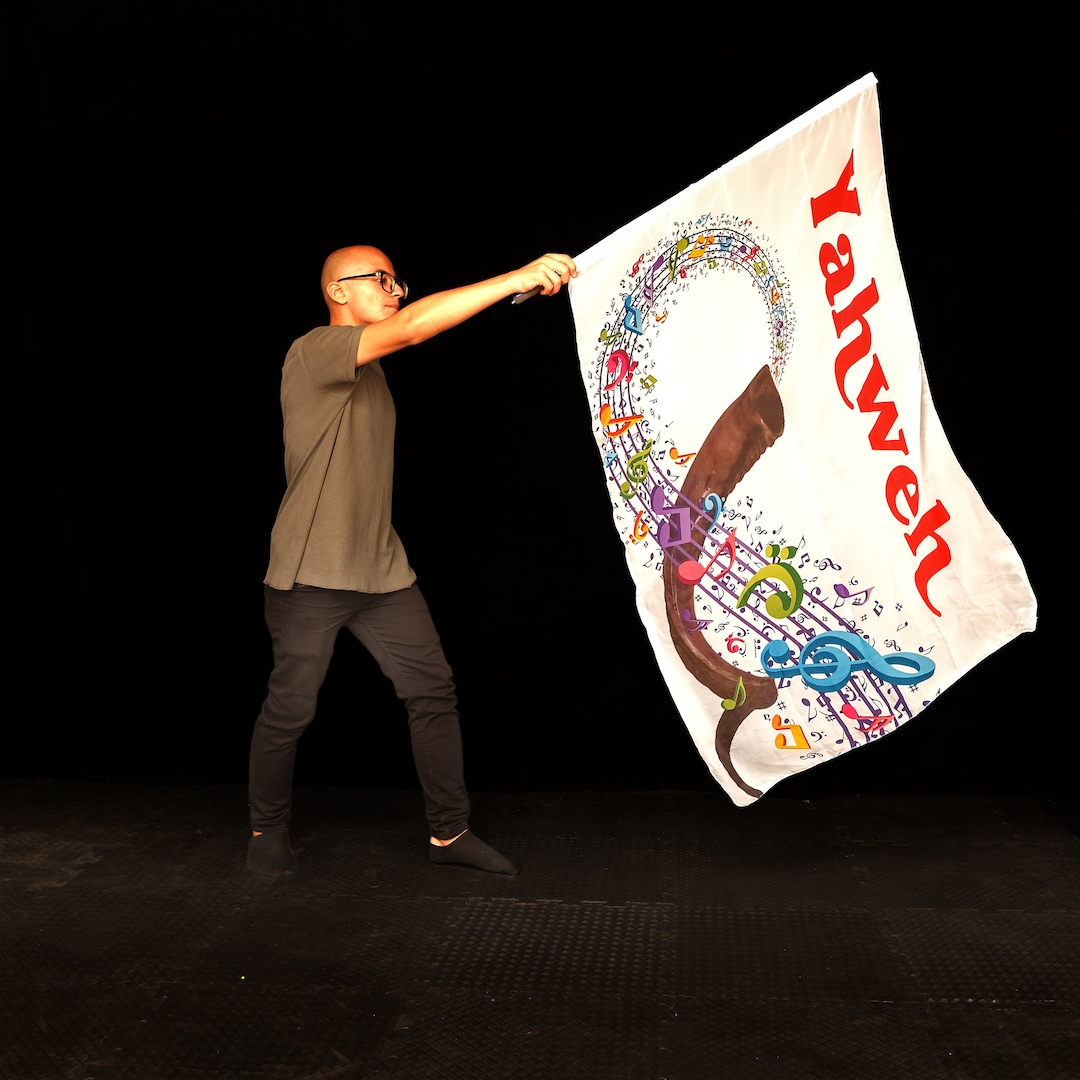 Yahweh Worship Flag - Silk Banner for Dance & Praise - Shofar Inspired ...