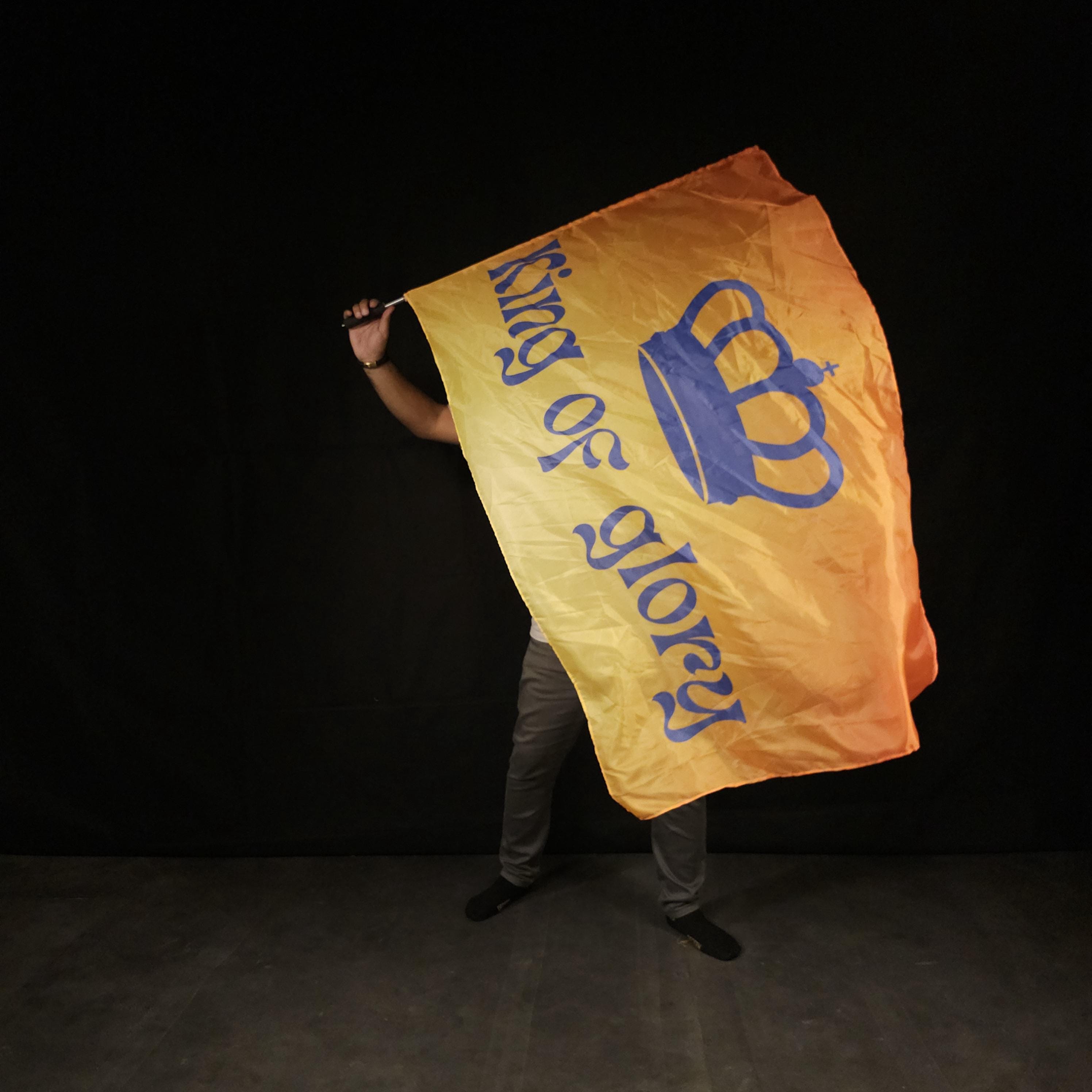Jesus Divine Authority Flag - King of Glory, Blue Crown on Yellowish ...