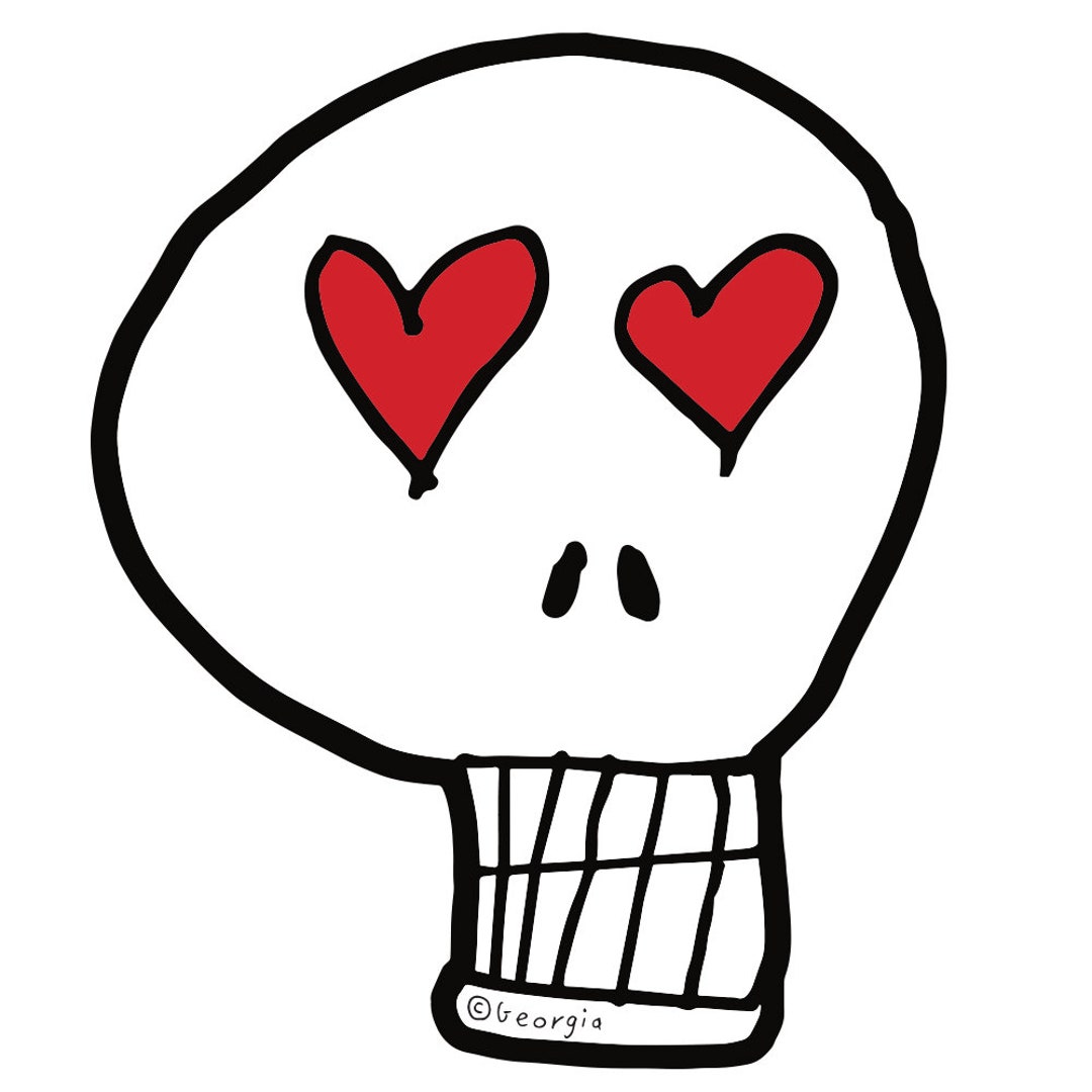 Die-cut Skull Heart Eyes Sticker - Etsy