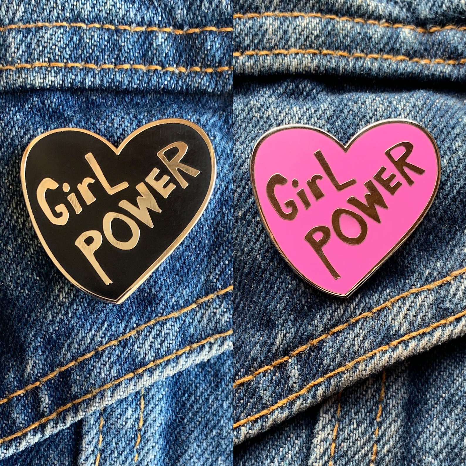 Girl Power Heart Enamel Pin - Etsy