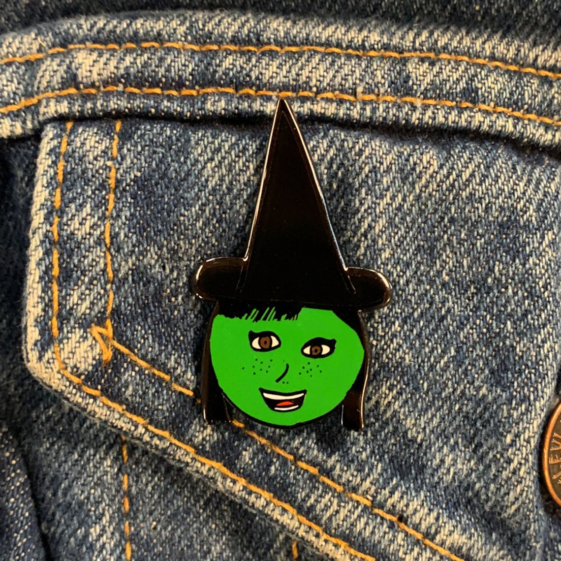 Black Hat Witch Enamel Pin - Etsy