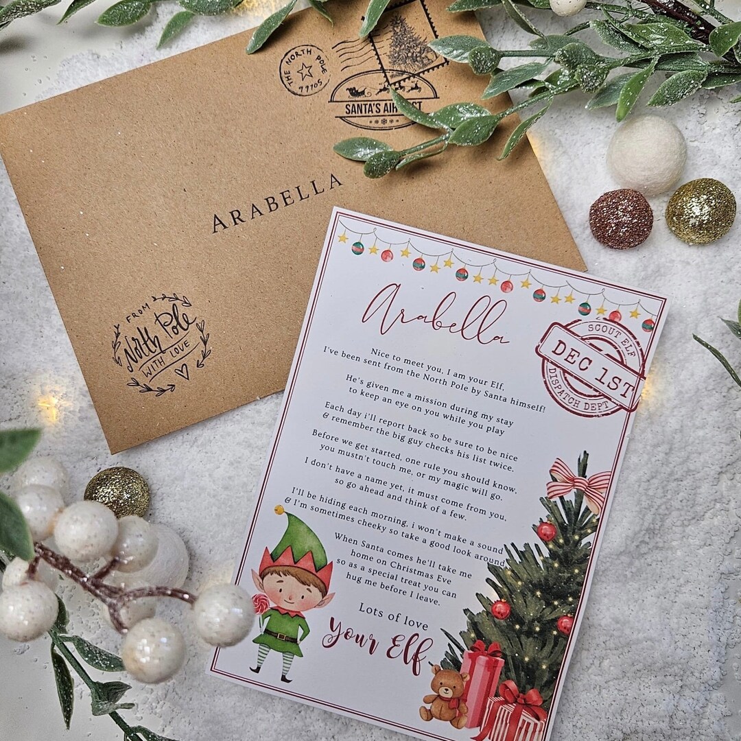 New Elf Arrival Letter & Envelope Prop Goodbye Personalised Elf Letter ...