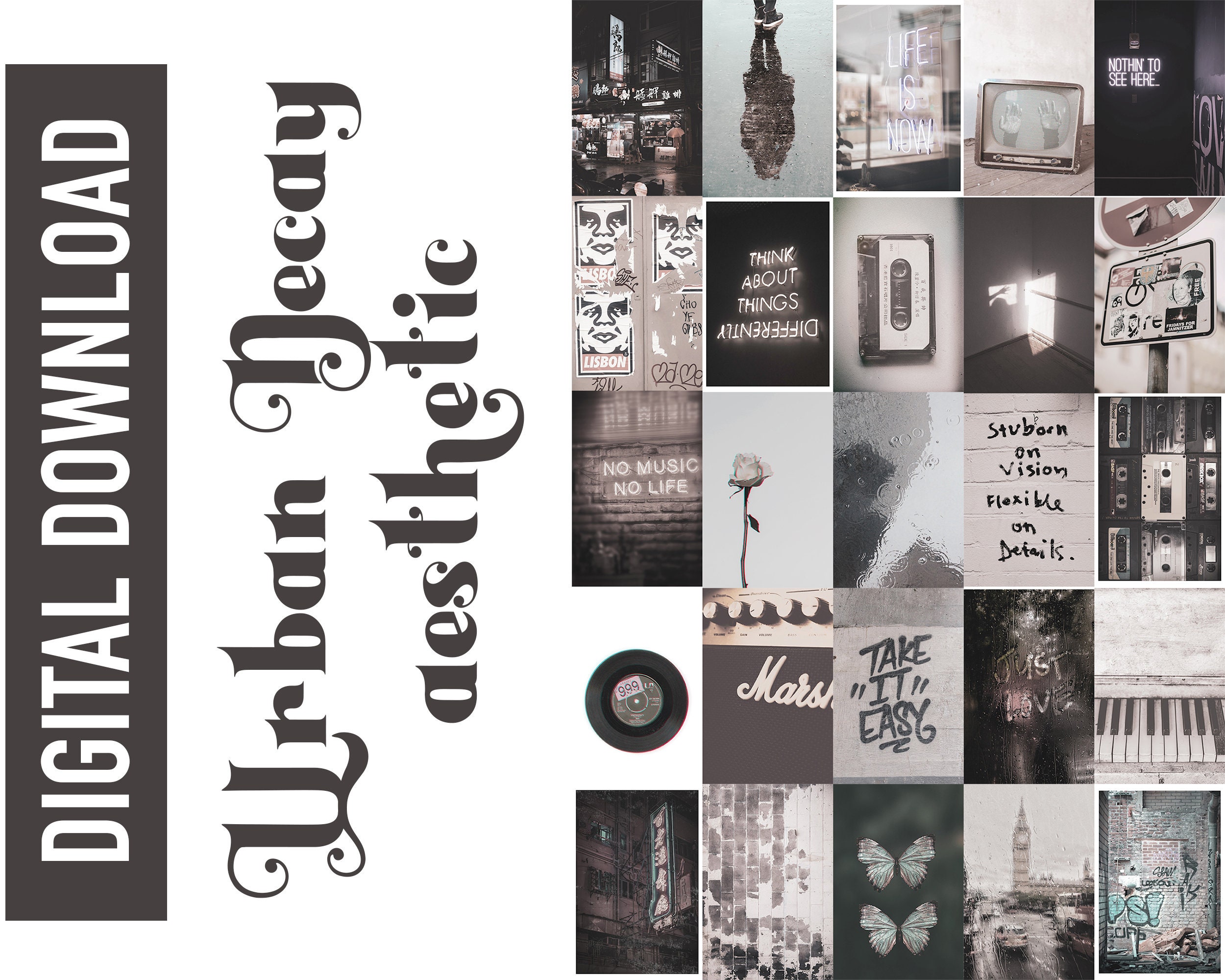 Grunge Aesthetic Wall Collage Kit | Urban Aesthetic | Moody Aesthetic ...