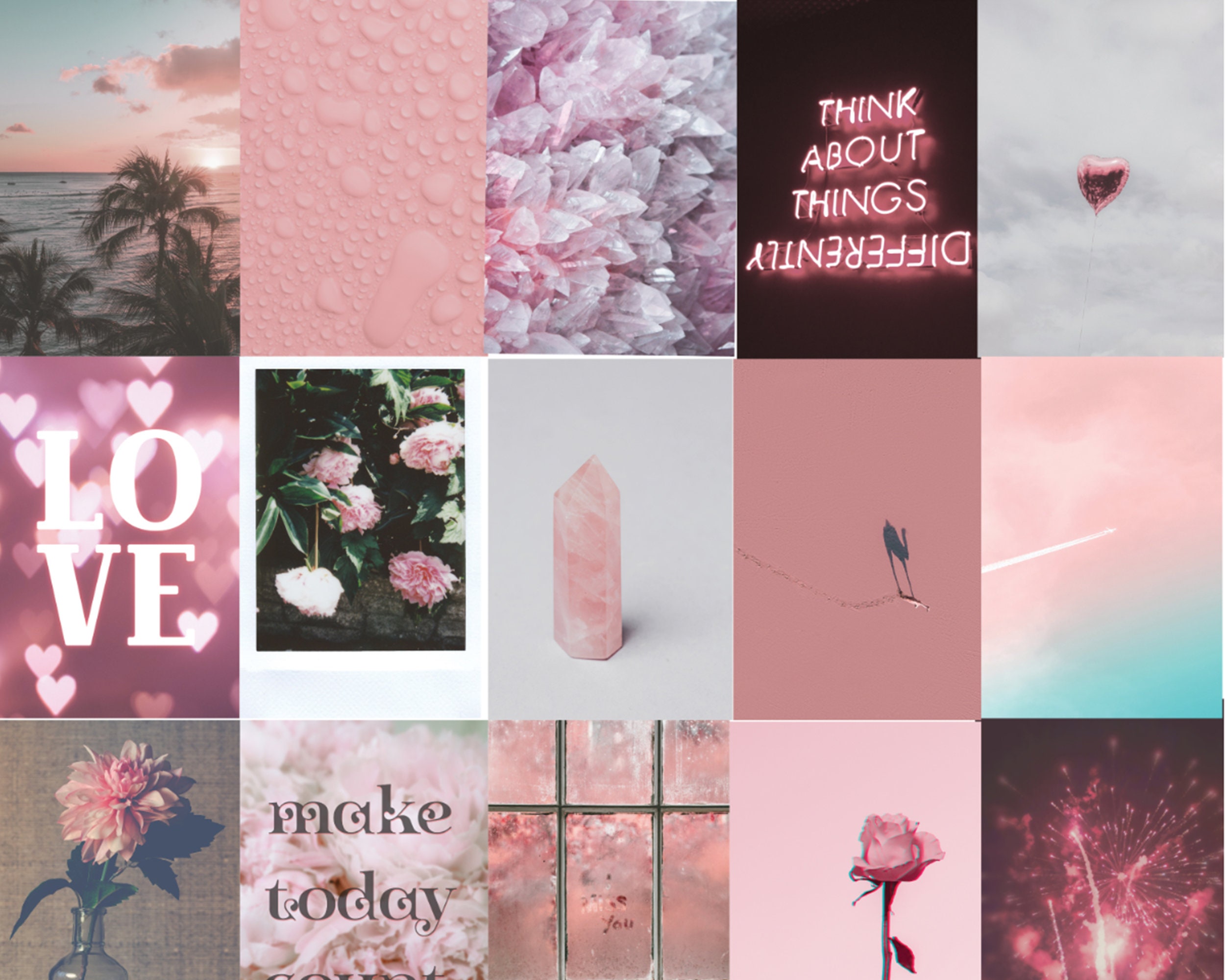 Pink Aesthetic Wall Collage Kit | Digital Wall Collage | - Etsy